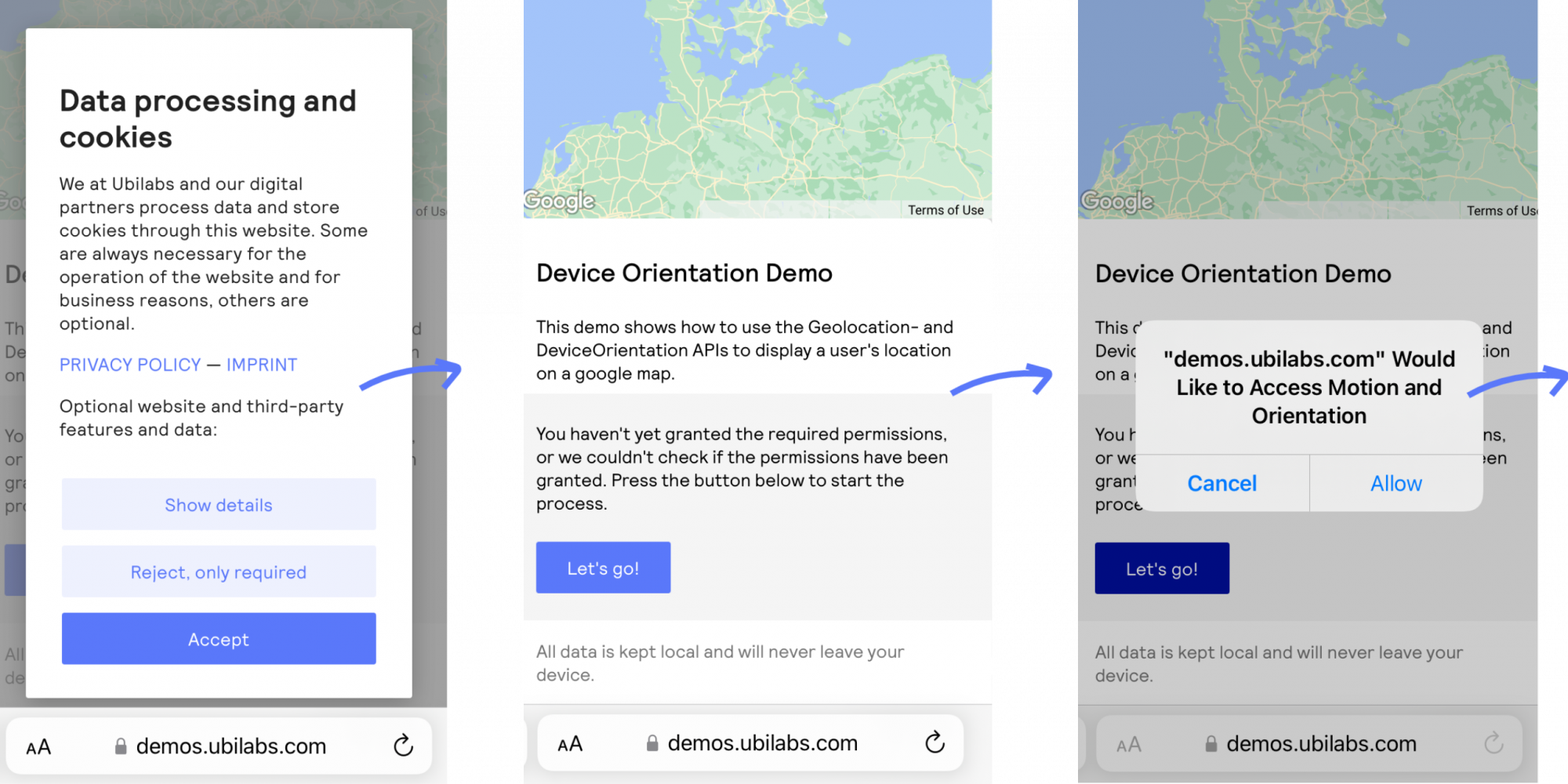 How to use geolocation and device orientation