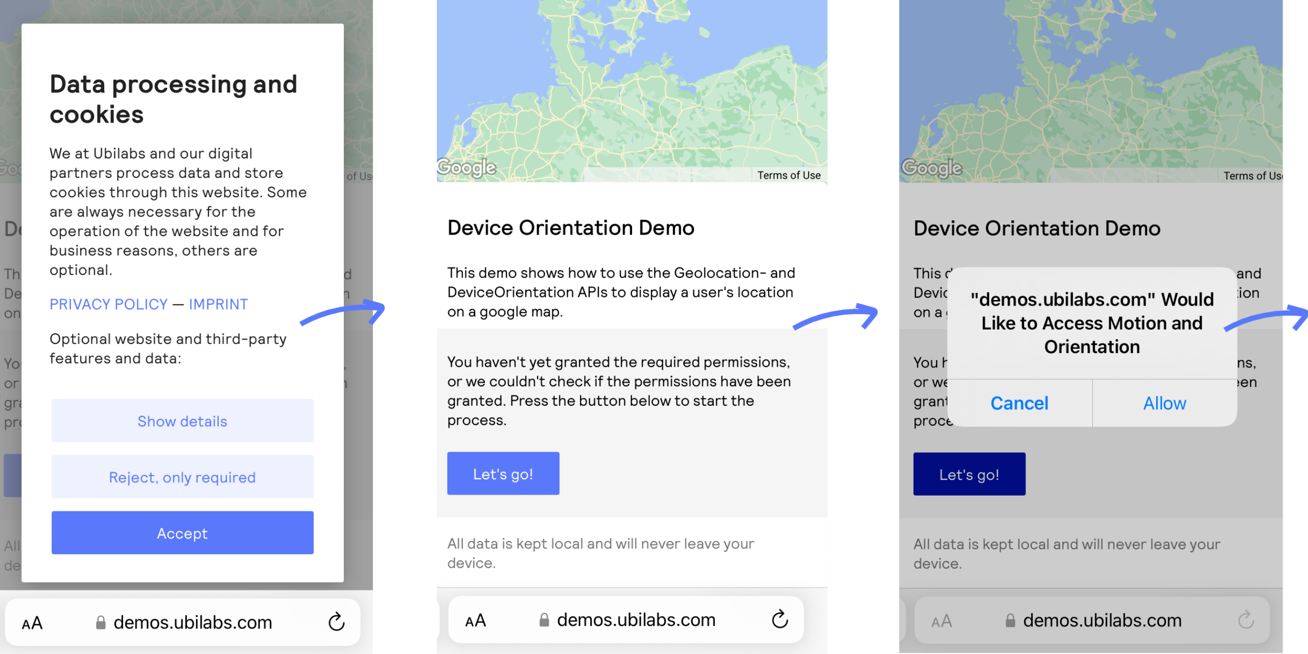 How to use geolocation and device orientation