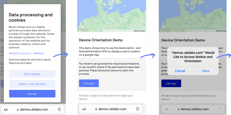 How to use geolocation and device orientation