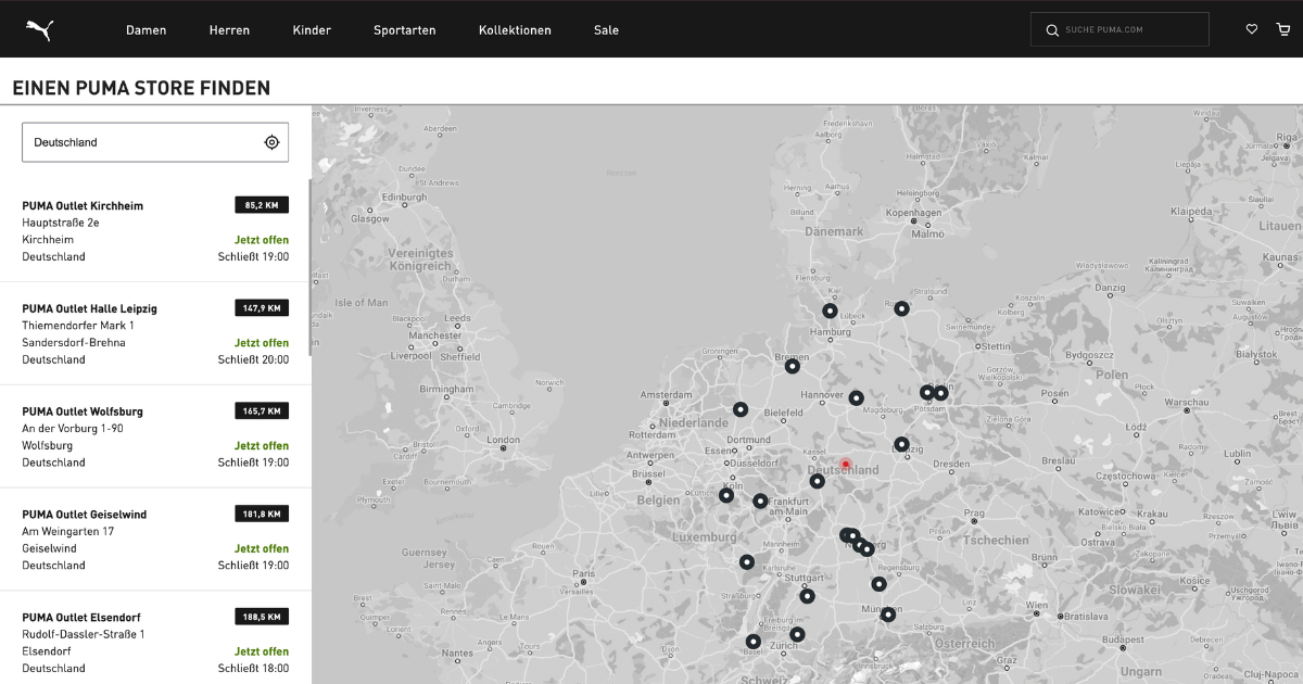 New Store Locator for PUMA